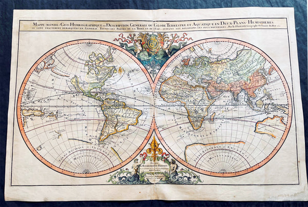1691 Alexis Hubert Jaillot Large Antique Twin Hemisphere World Map, Ca – Classical Images